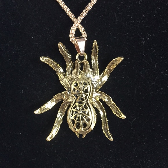 Jewelry | Spider Necklace Ab Rhinestones And Gold Chain | Poshmark